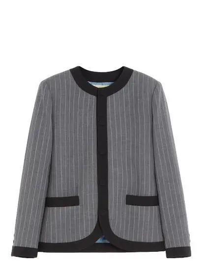 Valentino Garavani Pinstripe Wool Jacket - Black / White / Pink / Gray