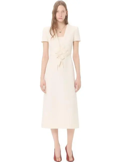 Valentino Garavani Embroidered Crepe Couture Dress - Neutral