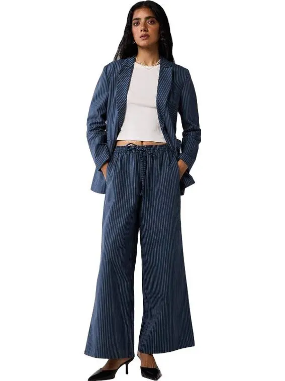 REISTOR Blazer And Wide-leg Pants Set - Stripe