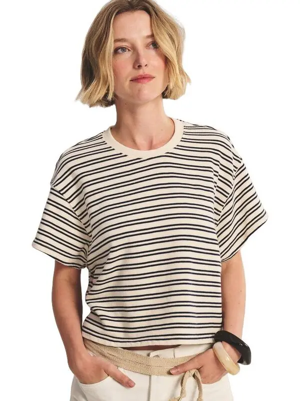 Velvet By Graham & Spencer Brissa Striped Terry Top - Blue / Stripe / White