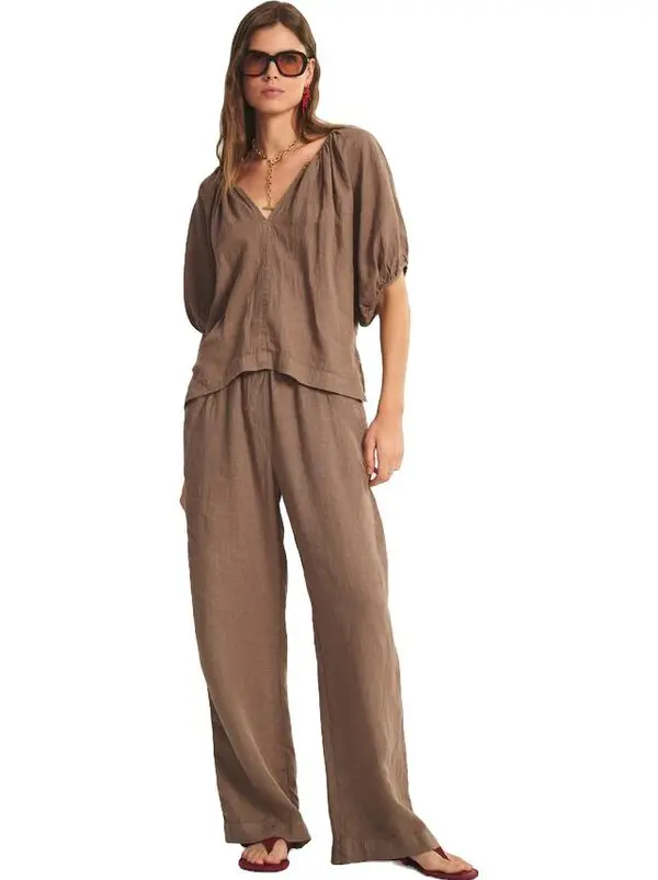 Velvet By Graham & Spencer Clairo Linen Pant - Natural