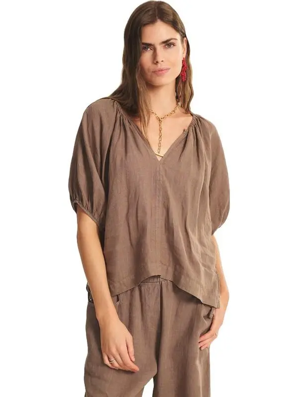 Velvet By Graham & Spencer Cosette Linen Top - Natural