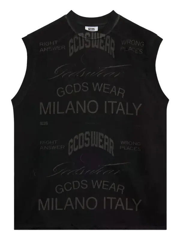 Gcds Sleeveless Printed Vest - Black