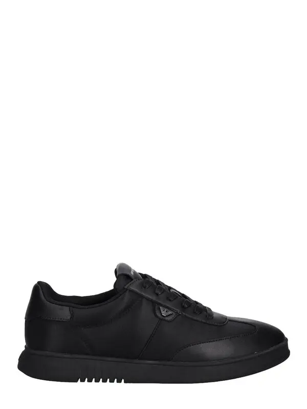 Emporio Armani Leather Sneakers - Black