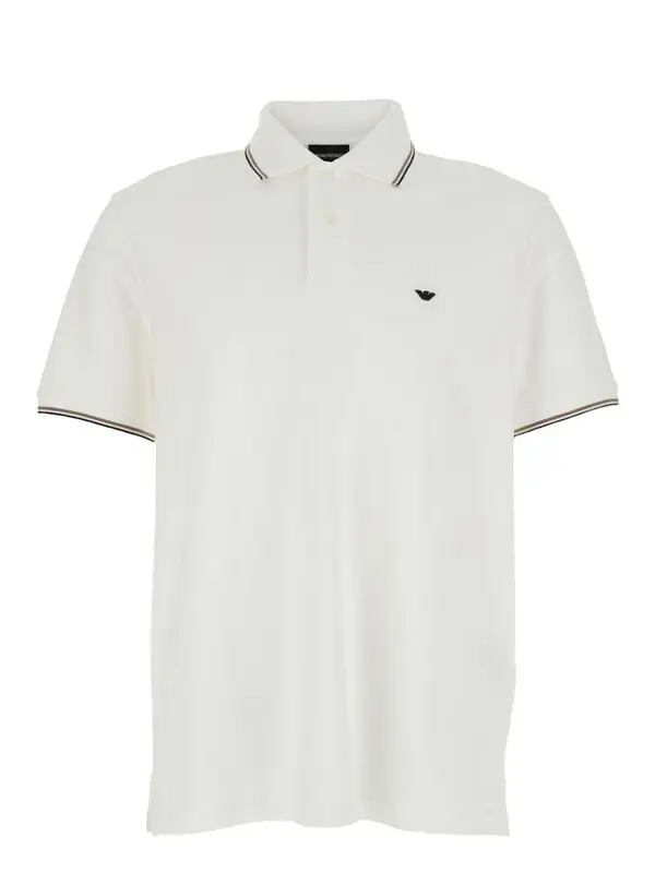 Emporio Armani Logo Cotton Polo Shirt - White
