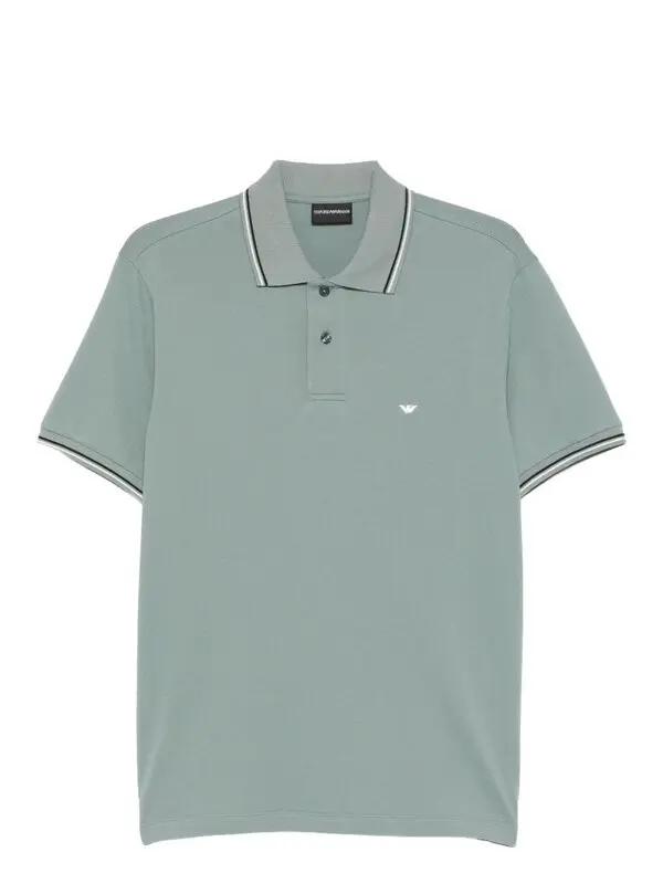 Emporio Armani Logo Cotton Polo Shirt - Sky Blue