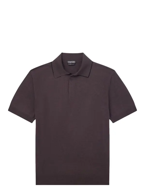 TOM FORD Sea Island Cotton And Silk-blend Polo Shirt - Brown