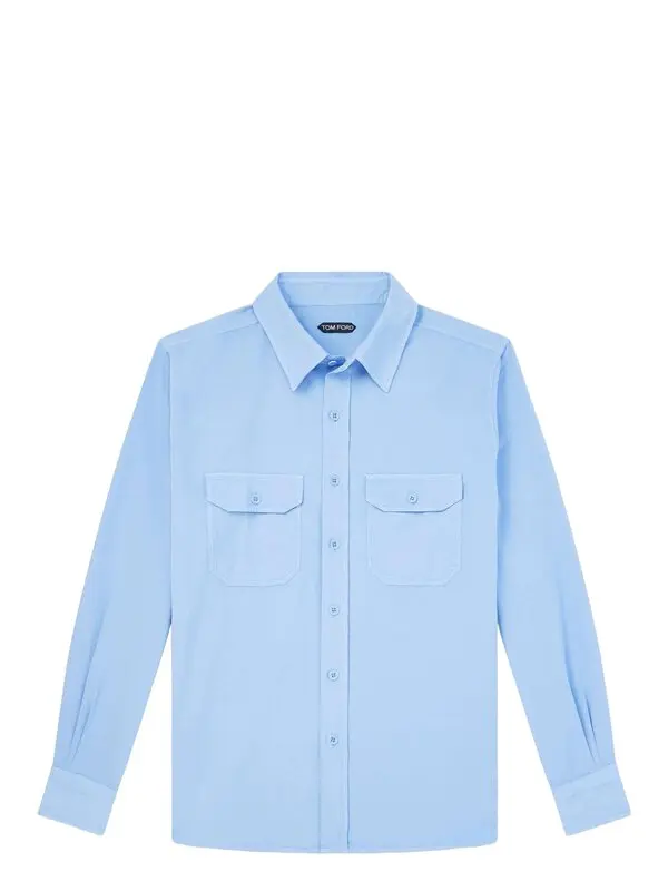 TOM FORD Cotton And Silk-blend Shirt - Turquoise