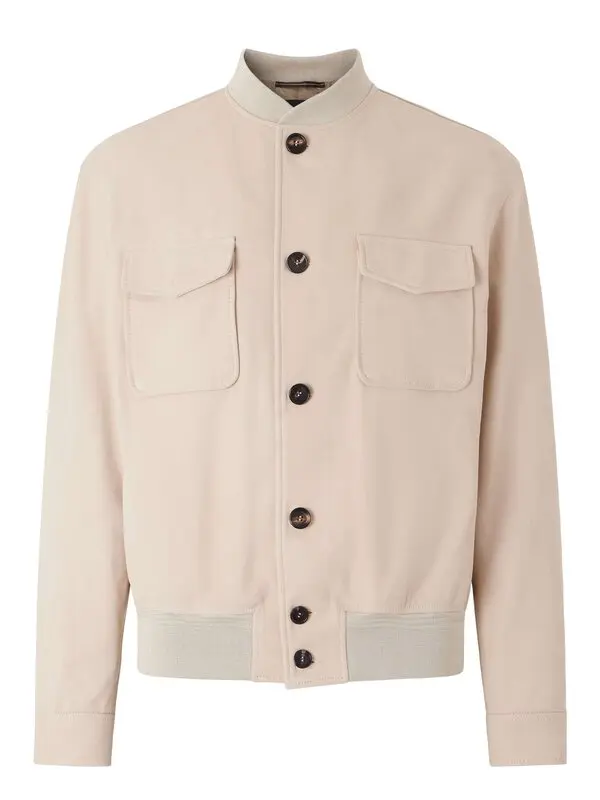 SLOWEAR Suede Bomber Jacket - Beige