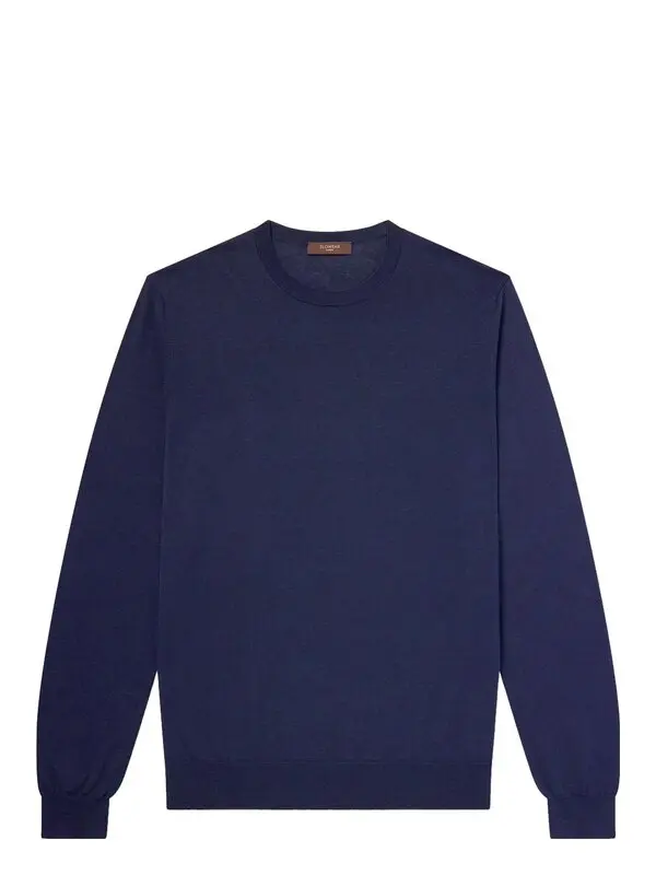 SLOWEAR Slim-fit Cotton And Silk-blend Sweater - Blue