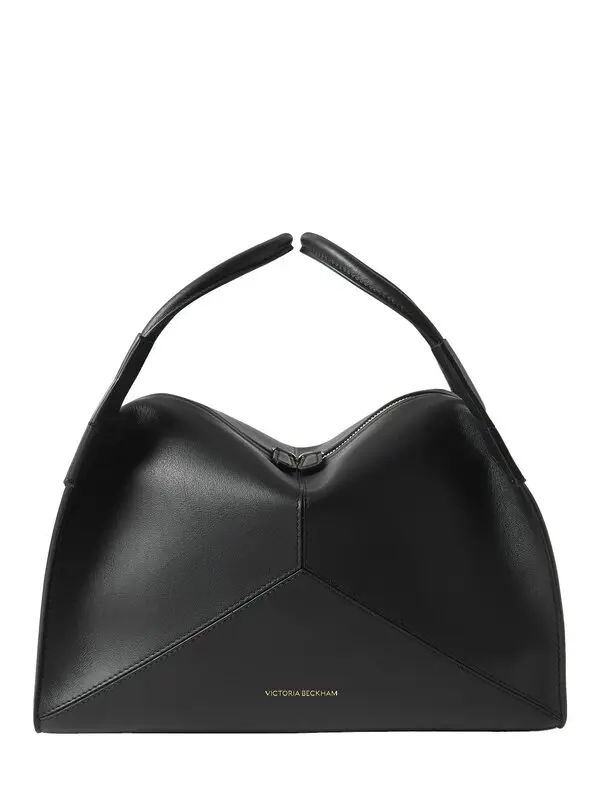 Victoria Beckham Plié Paneled Leather Tote - Black