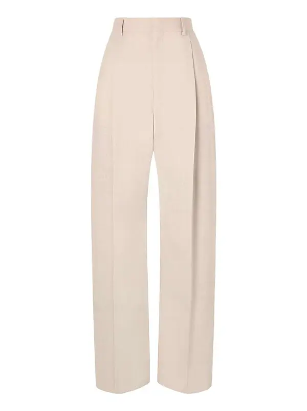 Wardrobe.NYC Pleated Wool Wide-leg Pants - Sand