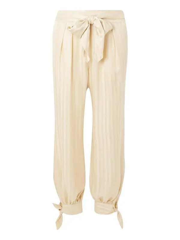 Zimmermann Luna Belted Silk-jacquard Pants - Cream