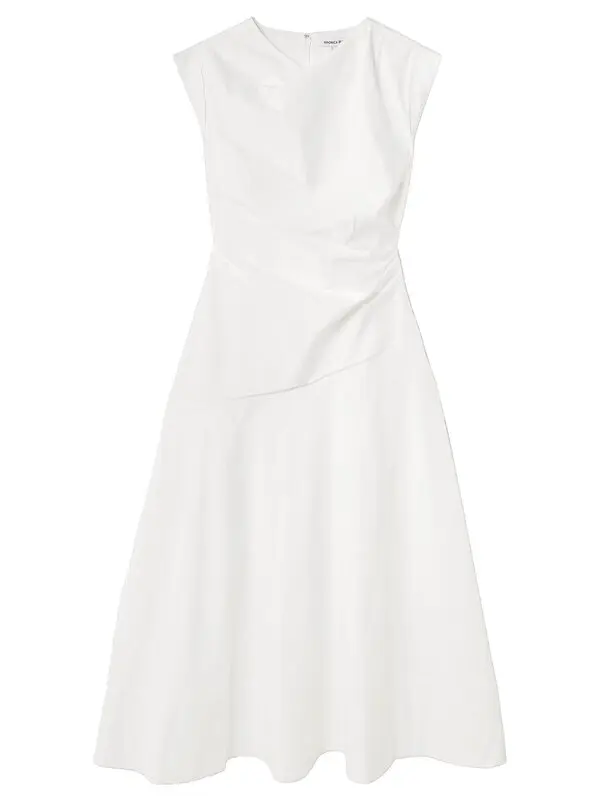 Veronica Beard Lisette Gathered Cotton-blend Poplin Midi Dress - White