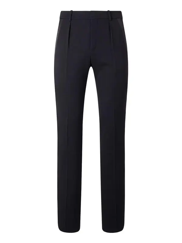 Saint Laurent Slim-fit Grain De Poudre Wool Tuxedo Trousers - Black