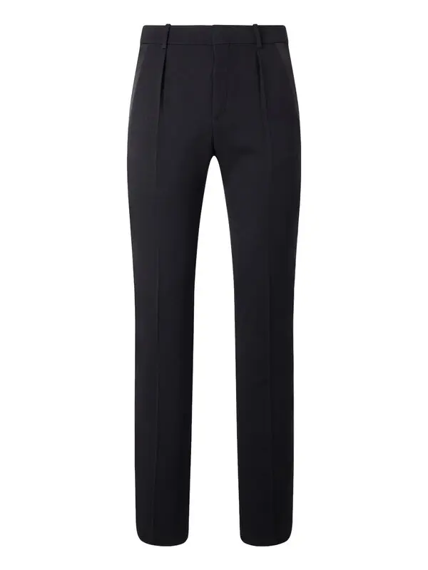 Saint Laurent Slim-fit Grain De Poudre Wool Tuxedo Trousers - Black