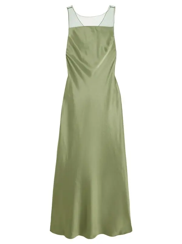 Polo Ralph Lauren Open-back Tulle-trimmed Maxi Dress - Green