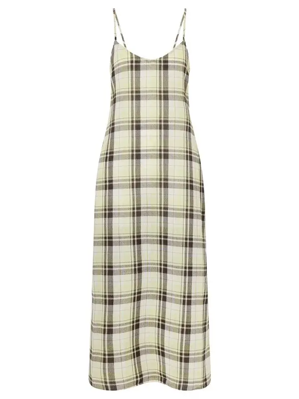 Proenza Schouler White Label Evelyn Tie-back Checked Crinkled-voile Maxi Dress - Green