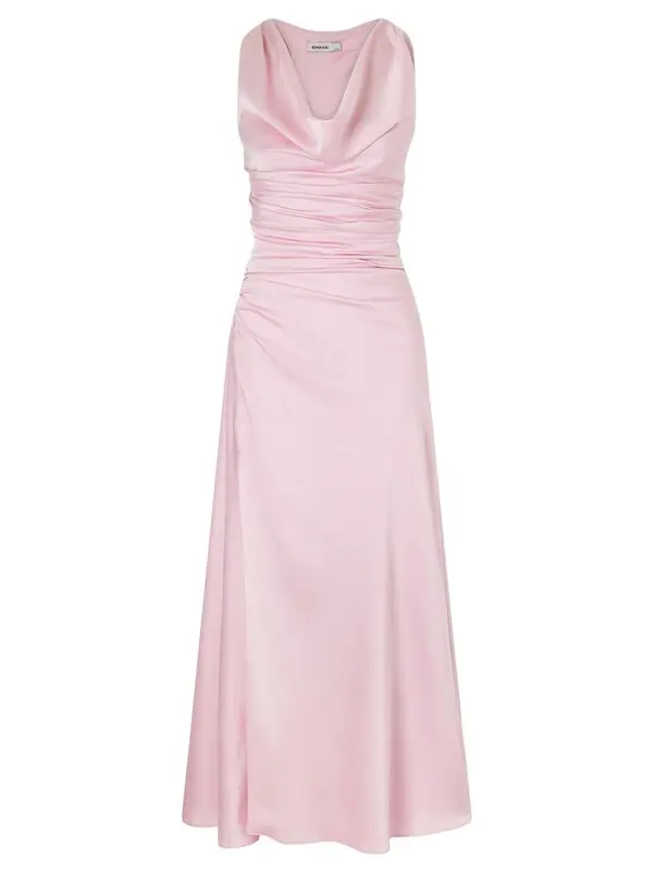 Simkhai Melaney Draped Gathered Satin Gown - Pink