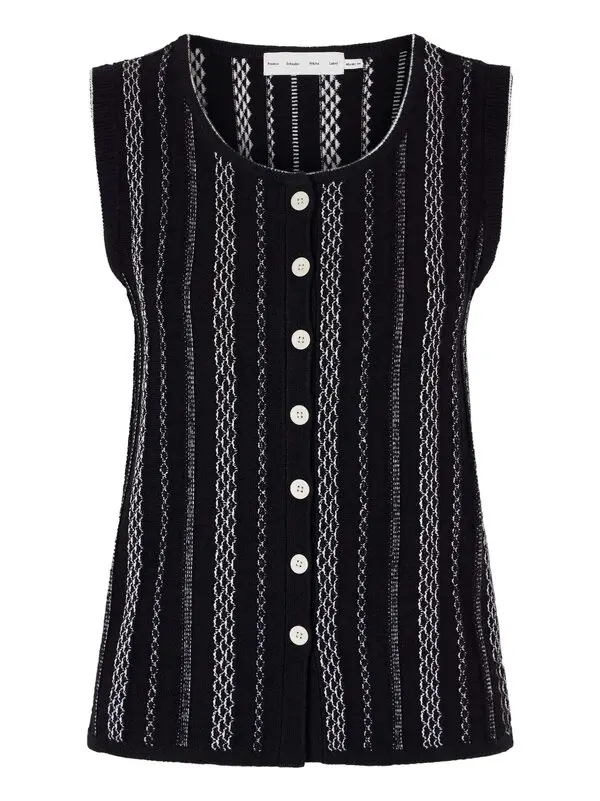 Proenza Schouler White Label Alyna Striped Jacquard-knit Vest - Black