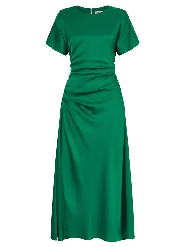 Simkhai Marabella Ruched Satin Midi Dress - Green