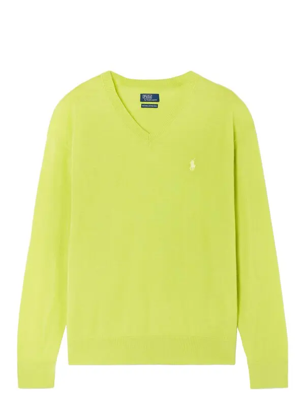 Polo Ralph Lauren Embroidered Merino Wool Sweater - Lime Green