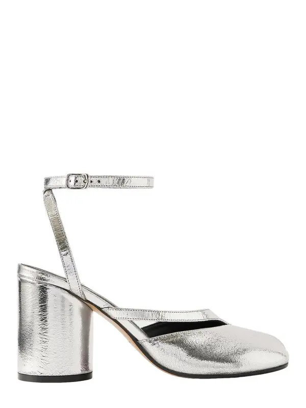 MAISON MARGIELA Tabi Split-toe Metallic Leather Sandals - Silver