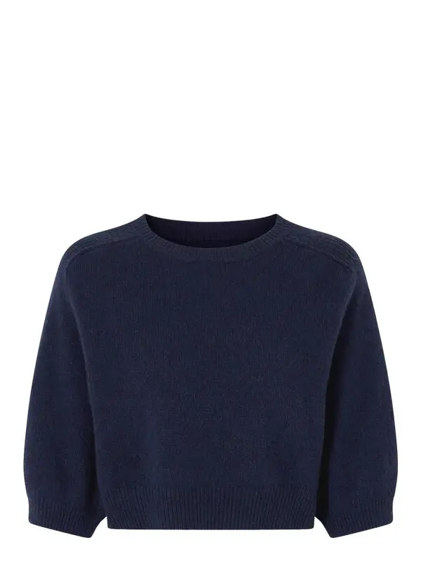 Khaite Lorelai Cropped Wool And Cashmere-blend Sweater - Blue