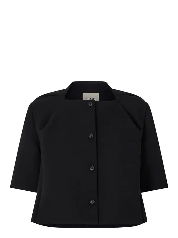 Khaite Franc Cropped Crepe Jacket - Black