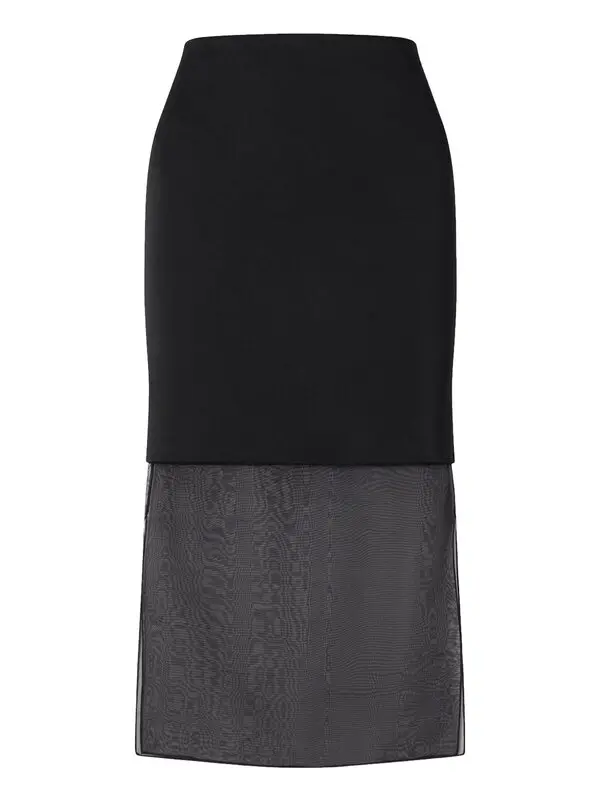 Khaite Sybil Layered Midi Skirt - Black