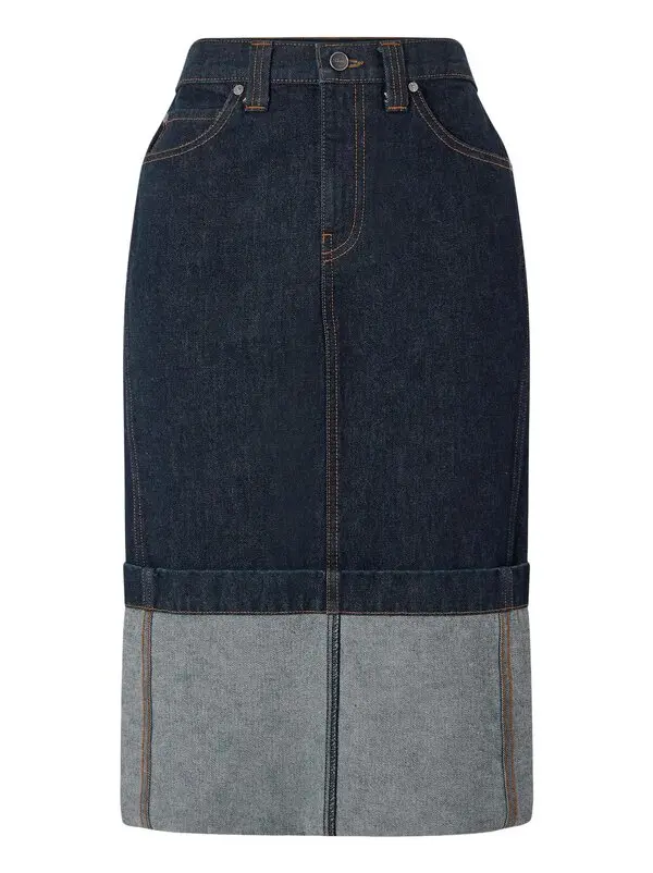 Khaite Kilian Denim Midi Skirt - Blue