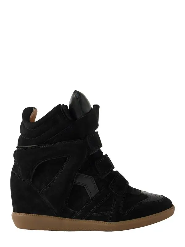 Isabel Marant Bekett Leather-trimmed Suede High-top Wedge Sneakers - Black