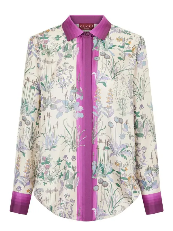 Gucci Printed Silk Shirt - Purple