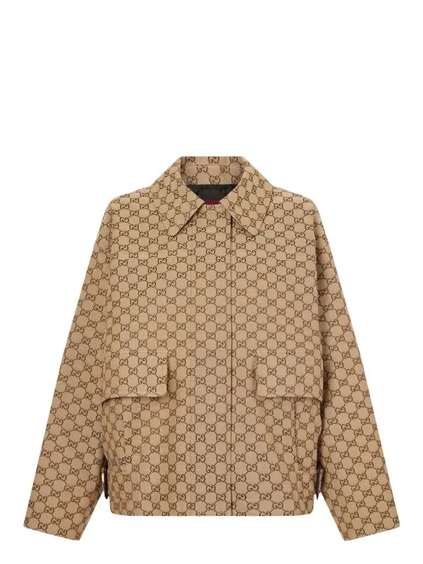 Gucci Coated-canvas Bomber Jacket - Brown