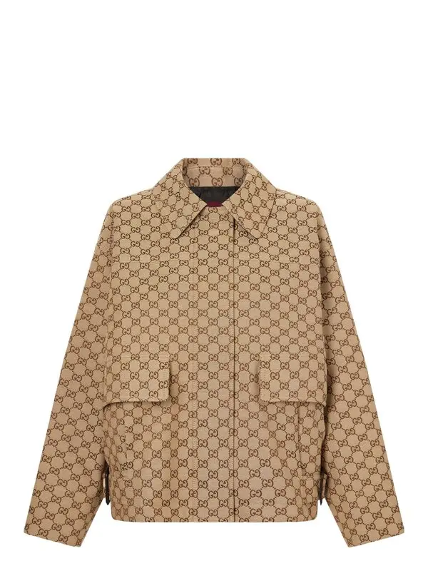 Gucci Coated-canvas Bomber Jacket - Camel