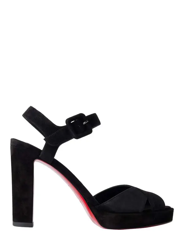 CHRISTIAN LOUBOUTIN Cora 100 Suede Platform Sandals - Black