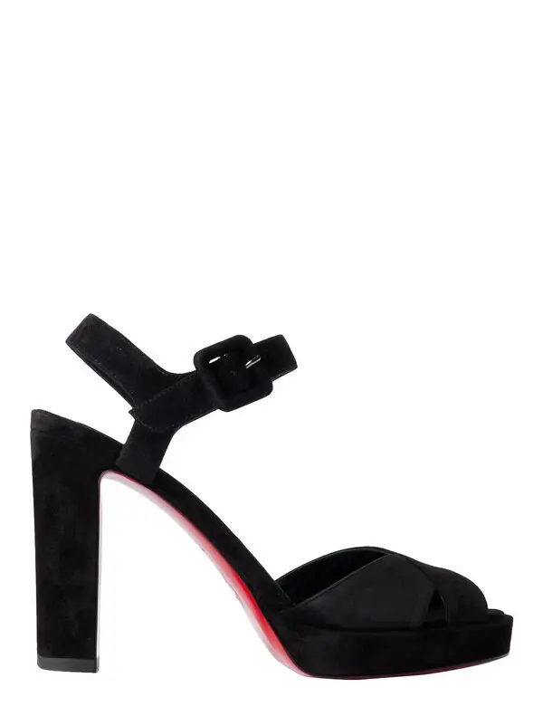 CHRISTIAN LOUBOUTIN Cora 100 Suede Platform Sandals - Black