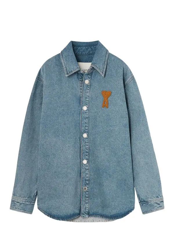 Ami De Cœur Appliquéd Denim Shirt - Light Denim