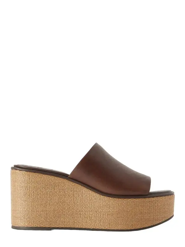 Brunello Cucinelli Leather Platform Sandals - Brown