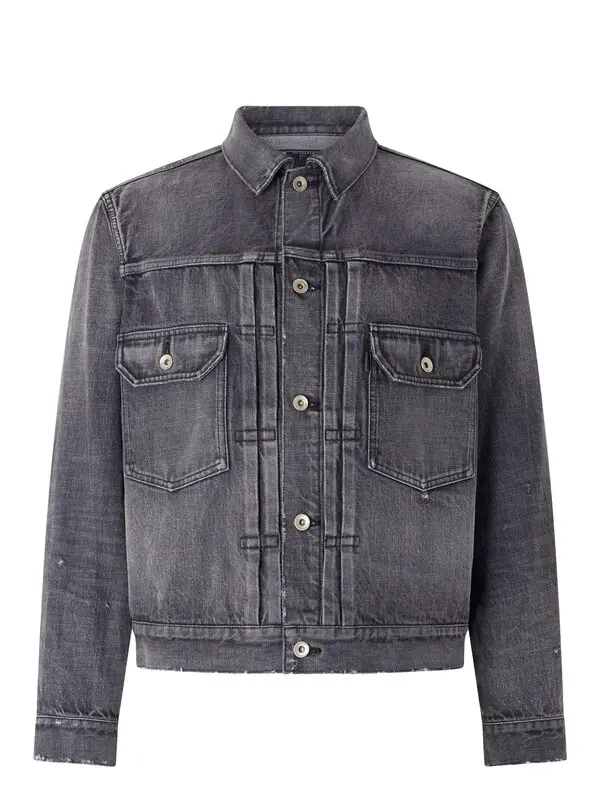Sacai Distressed Denim Jacket - Gray