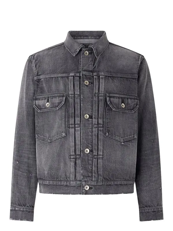 Sacai Distressed Denim Jacket - Gray