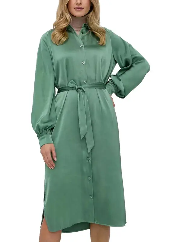 SAMSOE SAMSOE Belted Midi Shirt Dress - Green