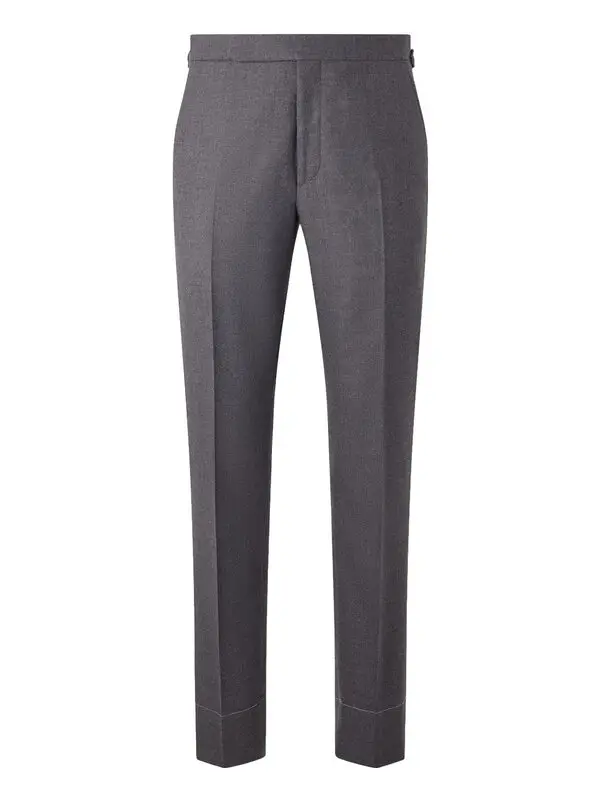 Ralph Lauren Purple Label Gregory Straight-leg Wool-flannel Trousers - Gray