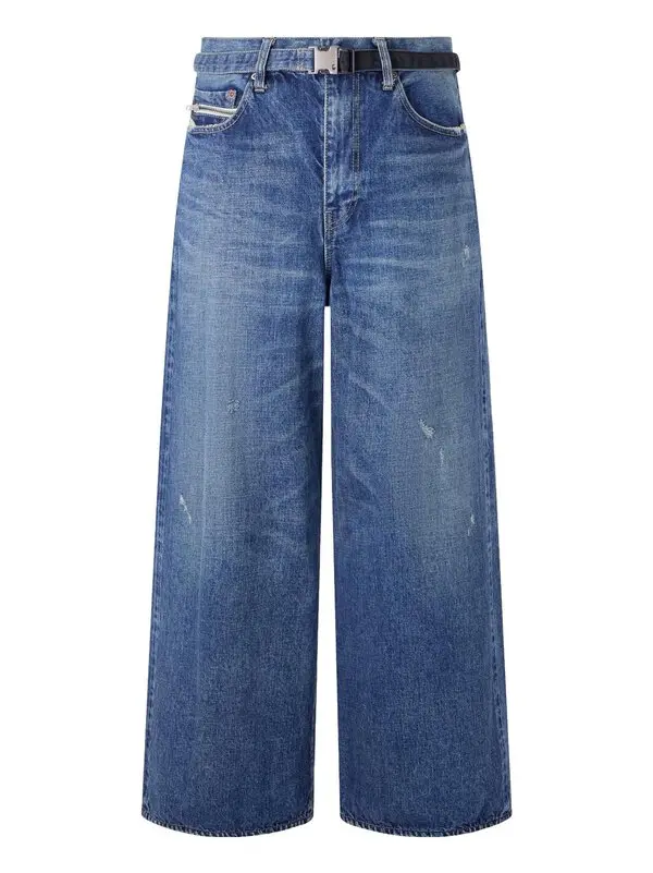 Sacai Beyondexx Wide-leg Distressed Jeans - Blue