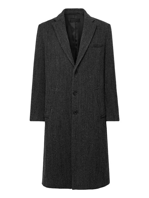 NILI LOTAN Eros Herringbone Tailored Coat - Gray