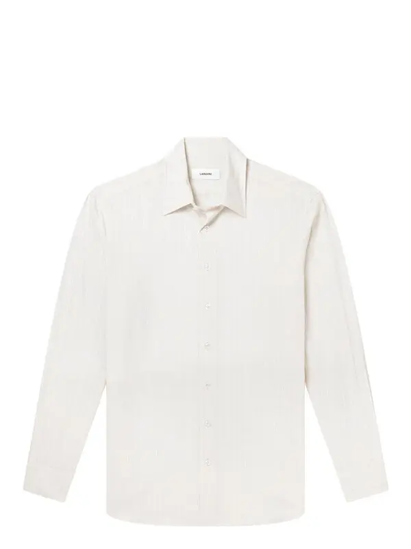 LARDINI Striped Cotton-poplin Shirt - Neutrals