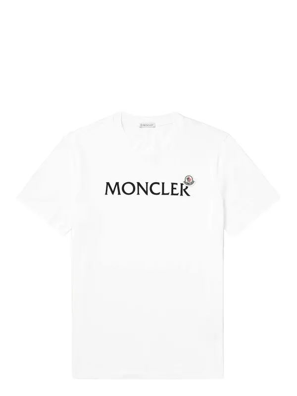 Moncler Logo-flocked Appliquéd Cotton-jersey T-shirt - White