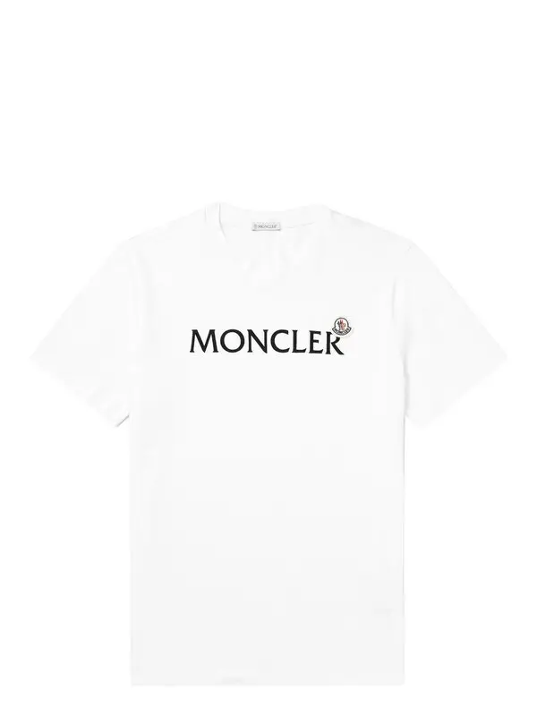 Moncler Logo-flocked Appliquéd Cotton-jersey T-shirt - White