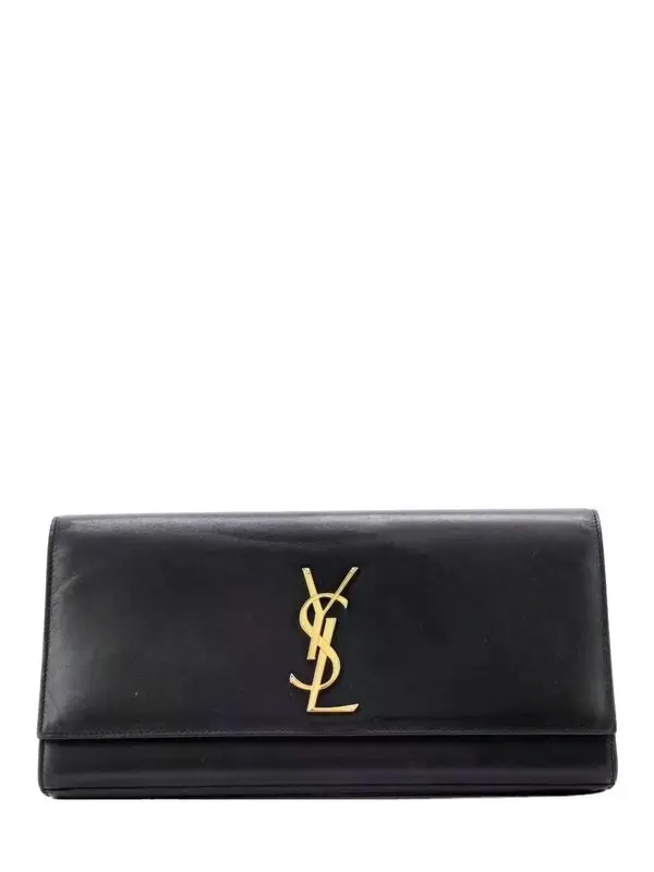 Saint Laurent Classic Monogram Leather Long Clutch Bag - Black