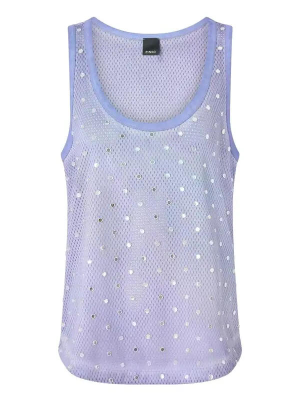 Pinko Embellished Mesh Tank Top - Purple